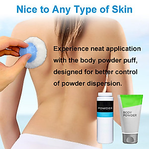 2 Large Fluffy Powder Puff, Body Cosmetic Powder Puff, Soft Face Body Powder Puff for Baby& Kid& Adult (3.2 Inch with Hand Holder, Blue)