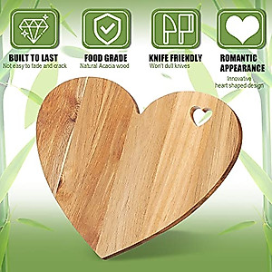 Heart Shaped Cutting Board, 12 x 10 x 0.6 Inch Acacia Wood Bread Board Cheese Serving Platter Serving Charcuterie Board for Meat Cheese and Vegetables Valentine's Day Xmas Gifts (Heart Hole Style)