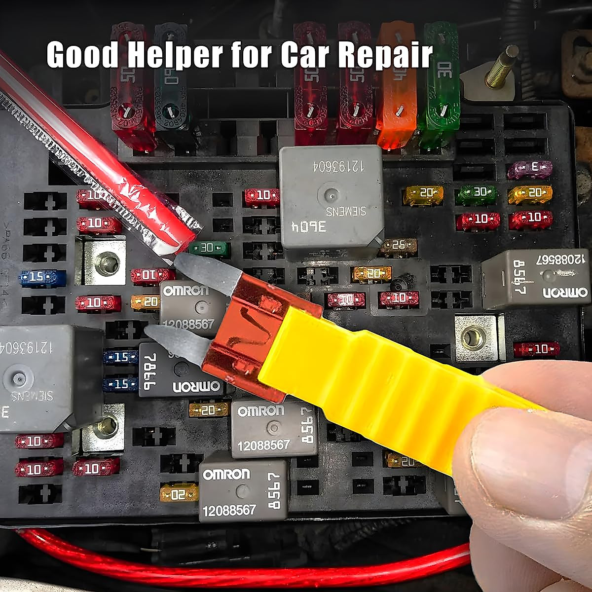 BESULEN 10PCS Car Fuse Pullers, Mini Standard Automobile Fuse Extraction Fetch Clips Assortment Kit, Yellow Vehicle Fuse Removal Tools, for Motorcycle Truck SUV ATV RV Fuses Replacement