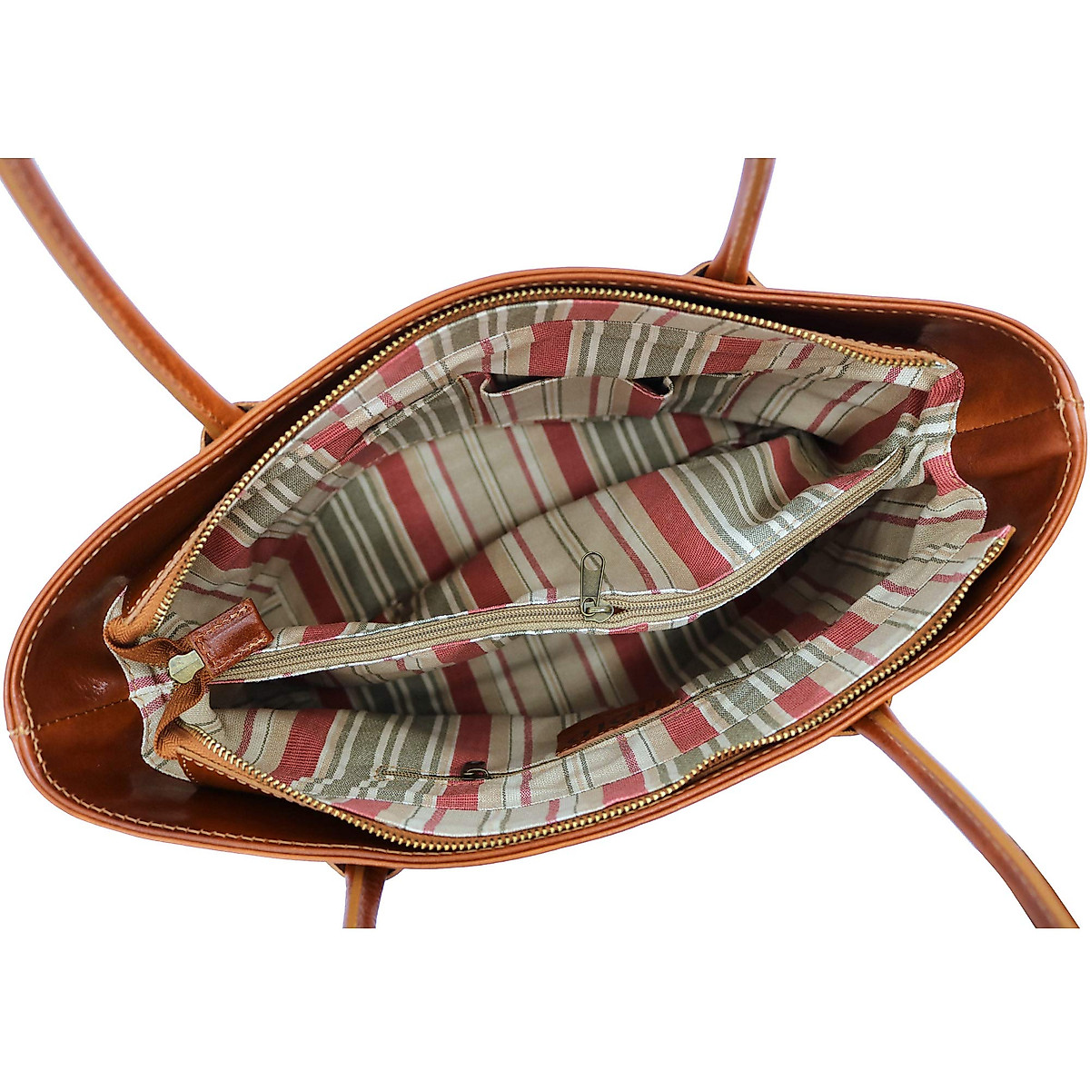 Floto Napoli Italian Leather Women's Shoulder Bag Handbag Purse (Olive Honey Brown)