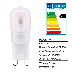 OTTOSEA G9 LED Light Bulbs Dimmable 3W (25W Halogen lamp Replacement,Warm White 3000K, 120V AC, 360 Degree Beam Angle,Pack of 5