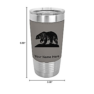 LaserGram 20oz Vacuum Insulated Tumbler Mug, Polar Bear, Personalized Engraving Included (Faux Leather, Gray)