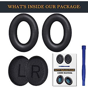 Professional Replacement Earpads Cushions for Bose QuietComfort 35 (QC35) & Quiet Comfort 35 II (QC35 ii) Headphones, Ear Pads with Softer Leather, Noise Isolation Foam, Added Thickness (Black)