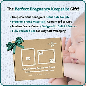 Baby Shower Guest Book Frame, SonogramUltrasound Picture Frame to Sign with 2 Mats for One Baby or Twins (12 inch Wx14.5 inch H) Pregnancy Baby Keepsake Gift, Mom to Be Gift (Natural Oak), Large