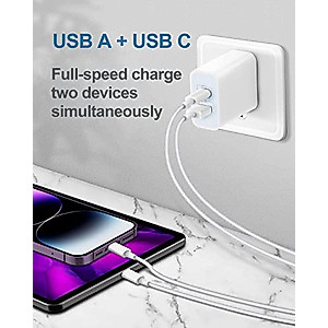 USB C Wall Charger, GLUGRU 3-Pack 20W Type C Fast Charger Block Plug Adapter Dual Port PD + Quick Charger USBC Charging Brick Cube for iPhone 14 13 12 Pro Max Mini 11 SE XS X, Pad, AirPods, Samsung