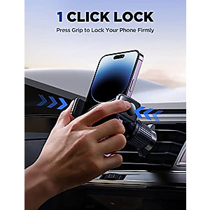 JOYROOM Mini Air Vent Phone Mount for Car, Hands Free Phone Holder with Telescopic Clamping & Folding Back, Car Mount for All iPhone Samsung & Other Smartphone