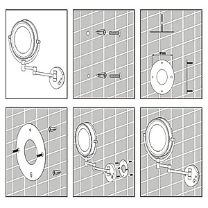 LEJDI Makeup Mirror, 3X Magnification Extendable Double Sided Bathroom Mirror Swivel Folding Round Shape Cosmetic Vanity Mirror (Color : Black, Size : 8inch 3X)