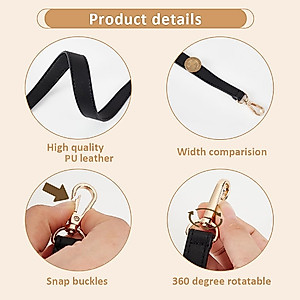 WADORN PU Leather Purse Handle, 15.75 Inch Short PU Leather Bag Strap Thin Shoulder Bag Straps Replacement Handbag Handle Strap Tote Bag Top Strap with Swivel Clasps DIY Purse Making Supplies, Black