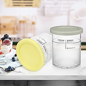 FIRJOY 24 oz. Containers | Extra Replacement Pints and Lids for Ninja Creami Deluxe - Compatible with NC501, NC500 Series (2 Pack - Grey, Yellow)