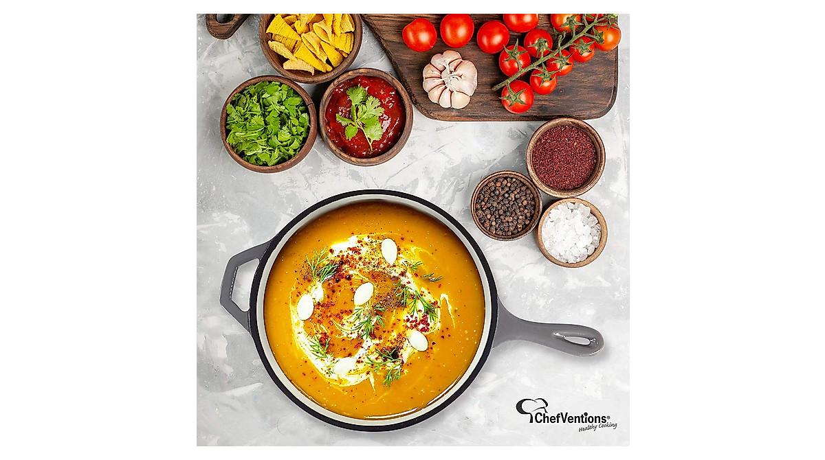 ChefVentions 3QT Round Cast Iron Saucepan - Versatile & Heavy Duty