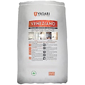 VASARI Lime Plaster & Paint | Veneziano Plaster (Smooth Finish) | Made from Natural Lime and Powdered Marble | color: Natural white #1 | Dry Mix (Makes 5 Gallons Plaster)