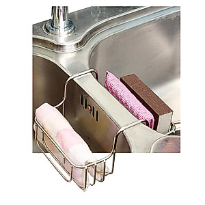 TuuTyss Stainless Steel Saddle Sponge Holder for Kitchen Sink Caddy