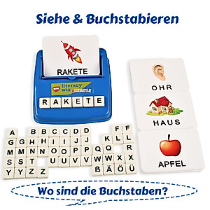 BOHS German Literacy Wiz Fun Game - See and Hide Spelling - Preschool Language Learning Educational Toys