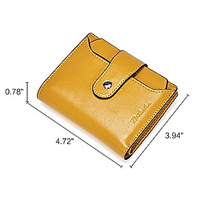 BOSTANTEN Women Leather Handbag Designer Top Handle Satchel Shoulder Bag Crossbody Purse Yellow and Women Leather Wallet RFID Blocking Small Bifold Zipper Pocket Wallet Card Case Purse with ID Window