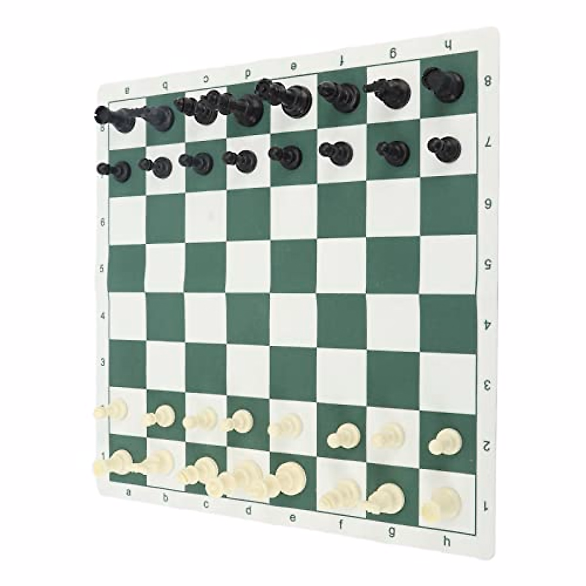 DAUERHAFT International Chess Set, 32Pcs Chess Pieces Portable PU Leather Chessboard Chess Set with Storage Bag, Non Slip Bottom Board Game Set, for Outdoor Camping