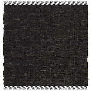 SAFAVIEH Natural Fiber Collection 4' Square Black NF368D Handmade Boho Fringe Woven Jute Area Rug