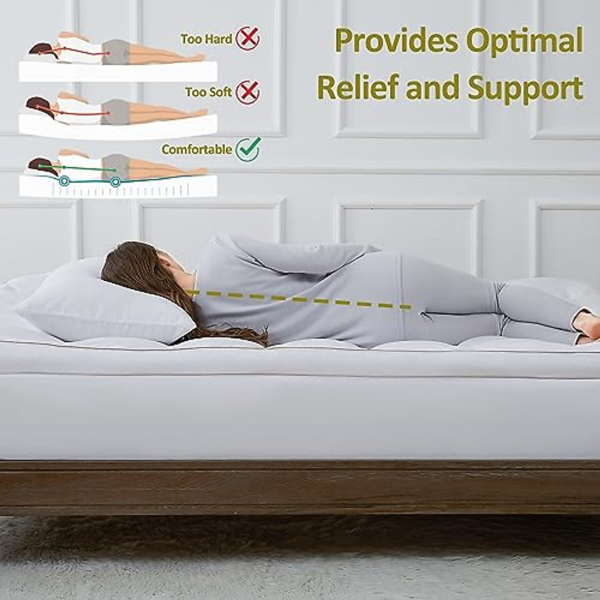 TopTopper Mattress Topper California King, Cooling Mattress Pad Cover for Hot Sleepers, Extra Thick 5D Snow Down Alternative Overfilled Plush Pillow Top with 8-21 Inch Deep Pocket - 72"x84" White