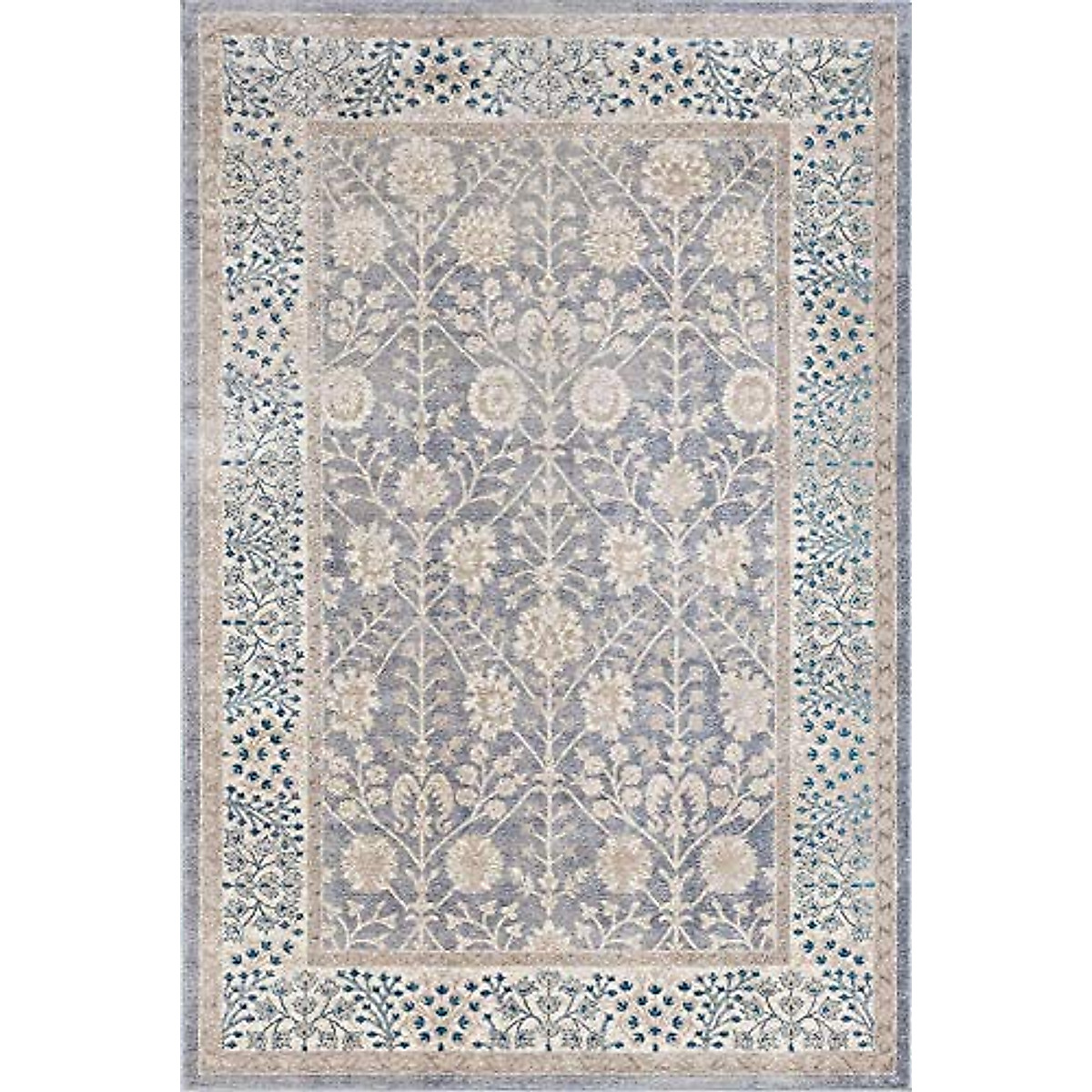 Unique Loom Salzburg Collection Area Rug - Gneis (6' 1" x 9' Rectangle, Gray/ Ivory)