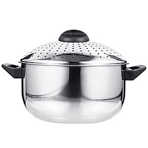 DOITOOL Stovetop Stainless Steel Pasta Pot with Strainer Lid, Nonstick Spaghetti Pot Noodles Cooking Pot for Cooking Pasta Noodle Veggie or Sauce, Sliver, 6.2X9.2
