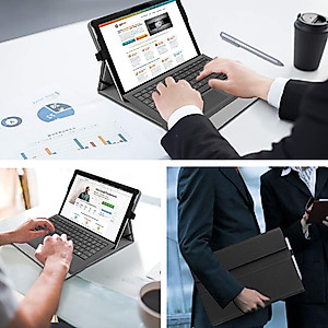 Fintie Case for Microsoft Surface Pro 7 Plus, Surface Pro 7/6/5/4/3 12.3 Inch Tablet - Multiple Angle Viewing Portfolio Business Cover, Compatible w/Type Cover Keyboard, Black