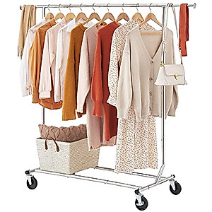 Tajsoon Heavy Duty Foldable Clothes Rack,Collapsible Garment Rack,Commercial Clothes Organizer With Wheels,Bottom Storage Display Shelf,Rolling Clothes Rack for Hanging Clothe,Portable Clothes Hanger