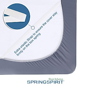 Box Spring Cover Queen Size, Alternates for Bed Skirt, Smooth and Elastic Woven Material Wrap Around 4 Sides of The Box Spring, Wrinkle & Fading Resistant, Washable, Dustproof, Gray