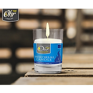Ohr Candles Yahrzeit Memorial Candles - 1 Day Yahrzeit Candle - Yartzeit Candles 24 Hour Yom Kippur Jewish Candles in Glass Tumbler - 12 Pack