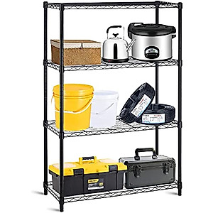 MKDLUFEI 4 Tier Adjustable Storage Shelf Metal Storage Rack Wire Shelving Unit Storage Shelves Metal 1000Lbs Capacity 14''Lx36''Wx54''H NSF Certification for Pantry Closet Kitchen Storage Black