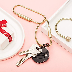 Hotop 5 Pieces Brass Screw Lock Keychain Simple Brass Key Chain Ellipse Shape Key Ring Brass Lock Clip Key Holders for Men Women, Gold, One Size