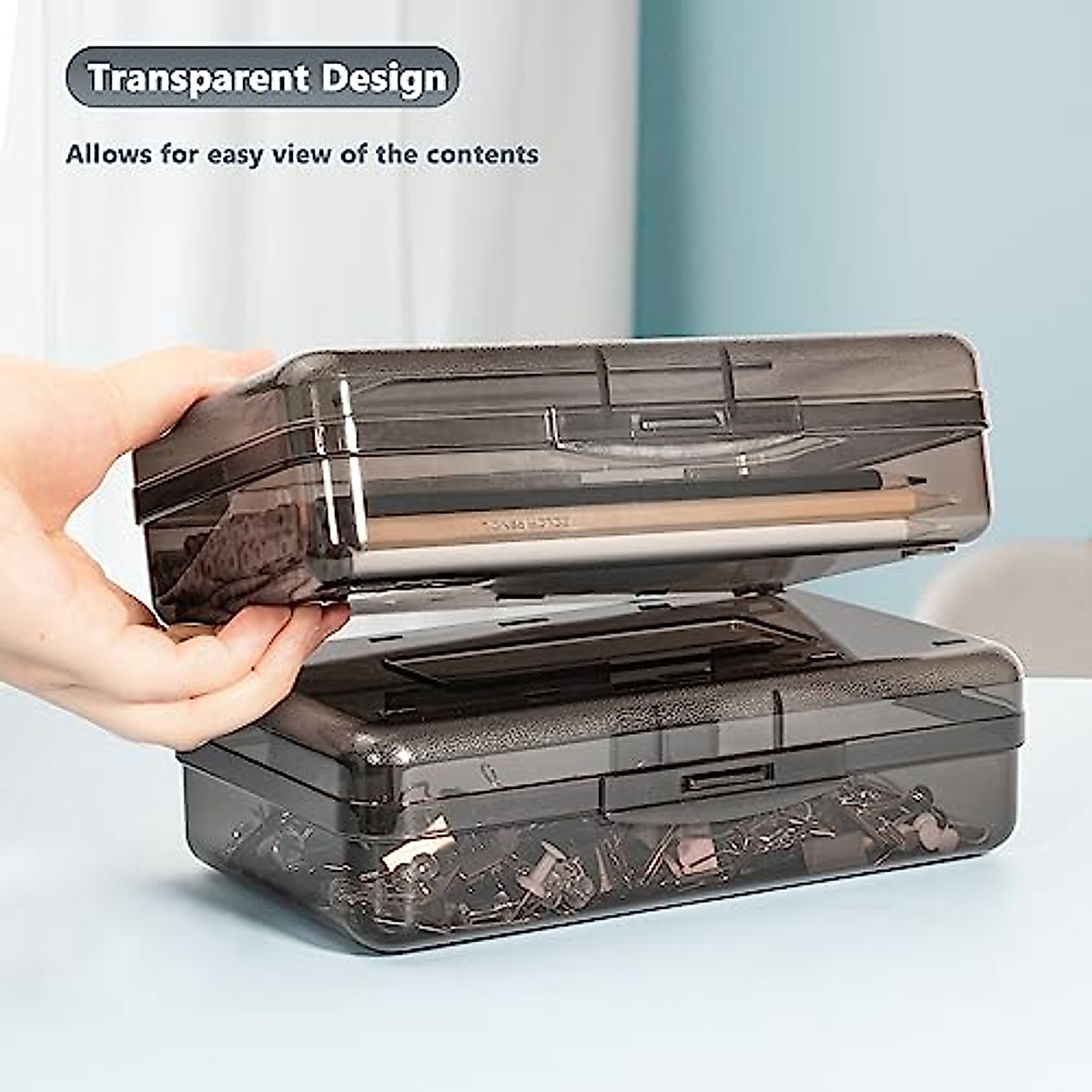 DANRONG Pencil Box, Large Capacity Pencil Case, Plastic Pencil Boxs for Kids Girls Boys Adults, Hard Crayon Box Storage with Snap-Tight Lid for School Office Supplies