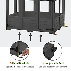 MCombo Wooden Greenhouse, Outdoor Greenhouse with Adjustable Roof Vent and 6 Lockable Door for Backyard/Outdoor Use, (48 x 38.8 x 83.9 Inches) 0851 (Dark Grey)