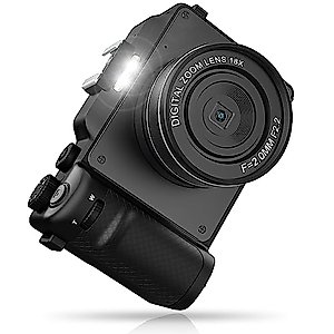 Vlogging Camera, 4K 48MP Digital Camera with WiFi, Free 32G TF Card & Hand Strap, Auto Focus & Anti-Shake, Built-in 7 Color Filters, Face Detect, 3'' IPS Screen, 140°Wide Angle, 18X Digital Zoom AC-02