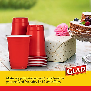 Glad Everyday Plastic Cups 18oz 36ct Red | Red Plastic Cups, 36 Count | Strong and Sturdy Red Plastic Cups for All Occasions, Hold 18 Ounces | Bulk Drinking Cups