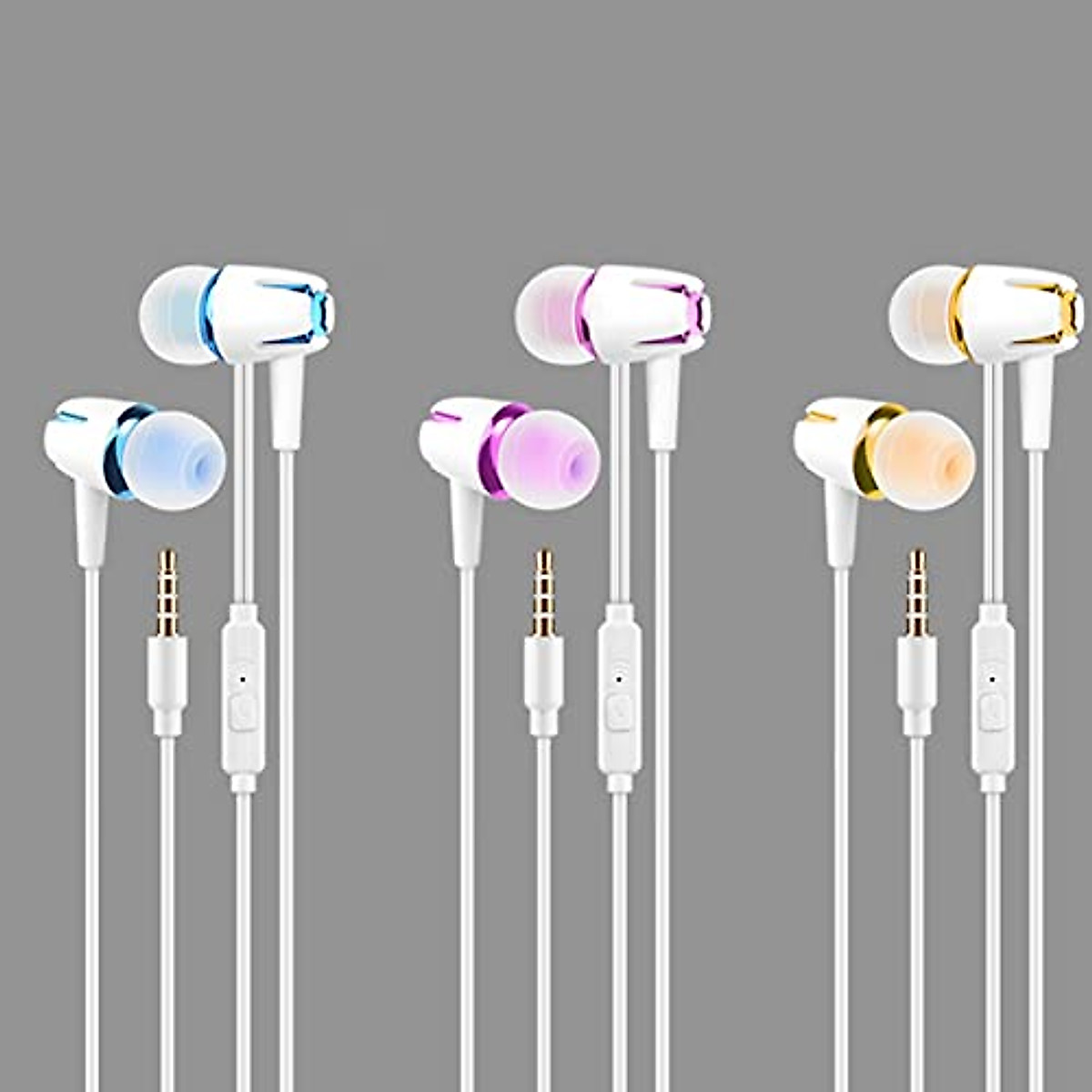 Earbuds Wired in-Ear Headphones with Microphone, in-Ear Earbud Headphones with Mic, Noise Isolating, Clear Sound, Ear Bud Tips, 3.5mm Jack Earphones for Phones and Laptops Black + Golden