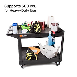 Stand Steady Original Tubstr Extra Large Utility Cart - Heavy Duty Tub Cart Holds up to 500 Pounds - 2 Shelf, Huge Rolling Cart - Great for Warehouse, Garage and More (45.5 x 24.5 / Black)