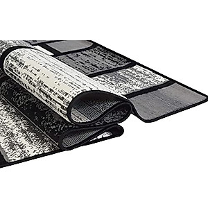 Modern Contemporary Blocks Boxes Design Soft Indoor Area Rug Grey Carpet (7’ 8” X 10’ 8”)