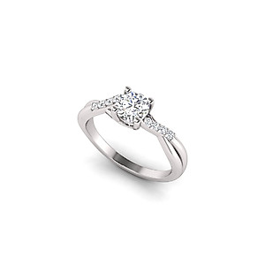 1.00 Carat TW Women's Moissanite and Natural Diamonds Engagement Ring in 10k White Gold, Size 7