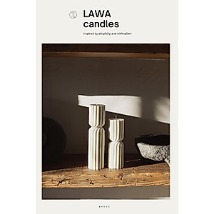 LAWA Spiral Spire Candle - Large Beautiful Handmade Pillar Scented Soy Wax Candle Elegant Bubble Aesthetic Candle Housewarming Gift Home Room Shelf Decor Idea White (Set of 2, White)…