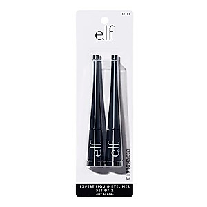 e.l.f. Expert Liquid Liner 2-Pack, High-Pigmented, Extra-Fine Liquid Eyeliner For Precise Definition, Long-Lasting, Vegan & Cruelty-Free, Jet Black