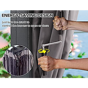 PURPLE LEAF Outdoor Louvered Pergola 12' × 16' Adjustable Metal Roof Hardtop Gazebo