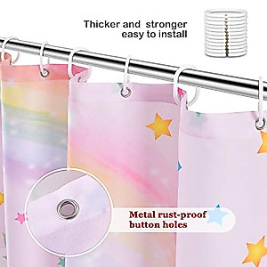Rainbow Unicorn Bathroom Sets with Shower Curtain Rugs Mats Non Slip Waterproof Bathroom Decorations Accessory Sets 4 PCS with Rugs Toilet Lid Cover Bath Mat for Kids Girls