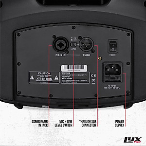 LyxPro SPA-5.5 Small PA Speaker Monitor Class-D Amplifier 3 Channel Mixer 3 Band EQ, Powerful Compact Active Speaker System amp with Mixer 48V Phantom Power