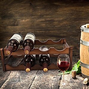 PAMISO 2-Tiers Wine Rack, 8-Bottles Bamboo Wine Stand Holder Wine Rack Countertop for Pantry, Kitchen, Bars, Wine Cellar