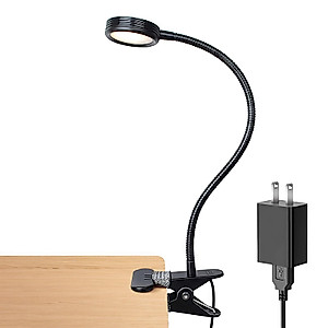 LEPOWER Clip on Light / Book Light / Reading Light with 2 Color Changeable/ Night Light Clip on for Desk, Bed Headboard and Computers (Black)