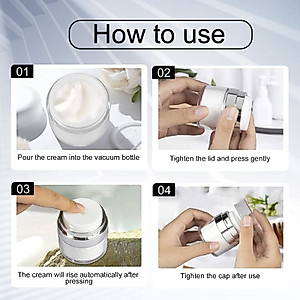 Airless Pump Jar, 5PCS Cream Jar Vacuum Bottle Refillable Travel Containers for Toiletries, Airless Pump Bottles for Lotions And Creams(1.7Oz/50ml)