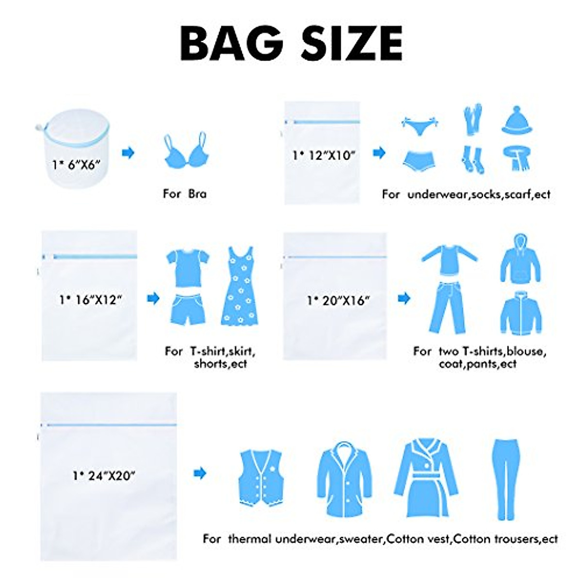 Plusmart Delicate Clothes Laundry Wash Bag, Mesh Laundry Bag for Delicates,Mesh Lingerie Bag, Bra Garment Laundry Bag Mesh, Underwear wash Bag, 5 Pack