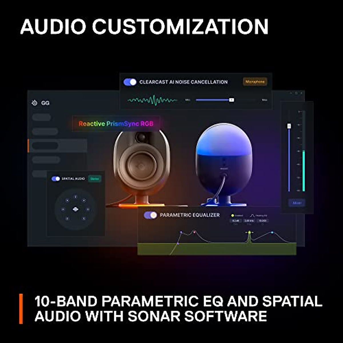 SteelSeries Arena 7 RGB Illuminated 2.1 Gaming Speakers with Powerful Bass, Subwoofer, and Bluetooth - For PC, PlayStation, Mobile