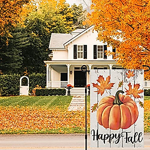Happy Fall Garden Flag 12×18 Inch Double Sided Vertical Thanksgiving Yard Autumn Pumpkin Outdoor Decor DF076