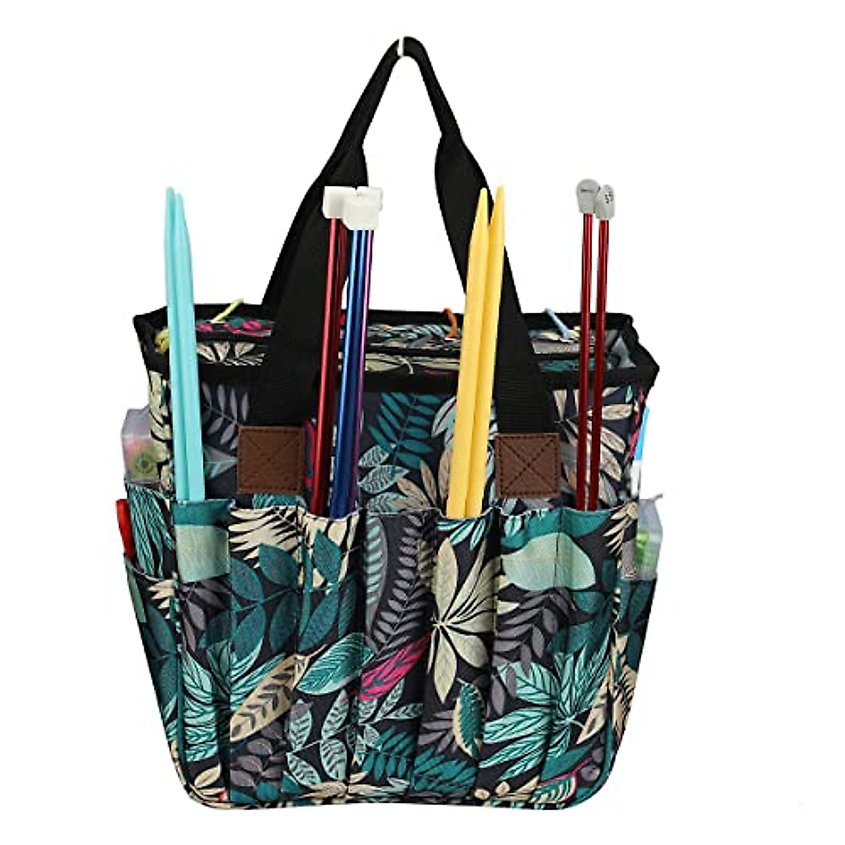 Knitting Yarn Bag, Portable Crochet Storage Tote Bag for Crochet Hooks, Knitting Needles, Yarn Skeins,Knitting Accessories Organizer,Suitable for Beginners and Experienced Crochet Lovers (Green)