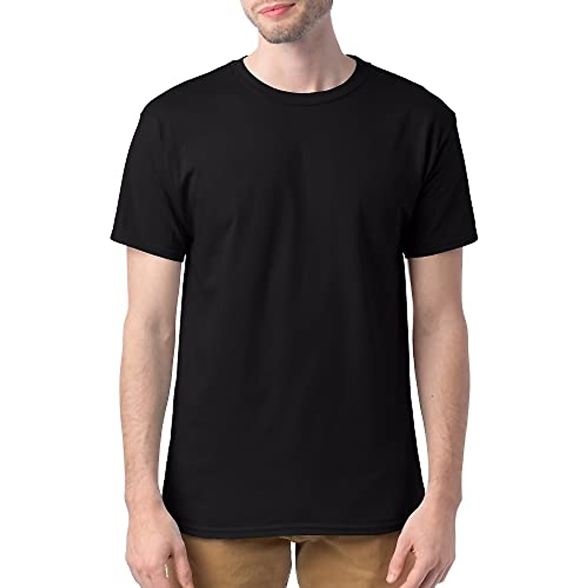 Hanes mens Essentials Short Sleeve T-shirt Value Pack (6-pack) fashion t shirts, Black, Large US
